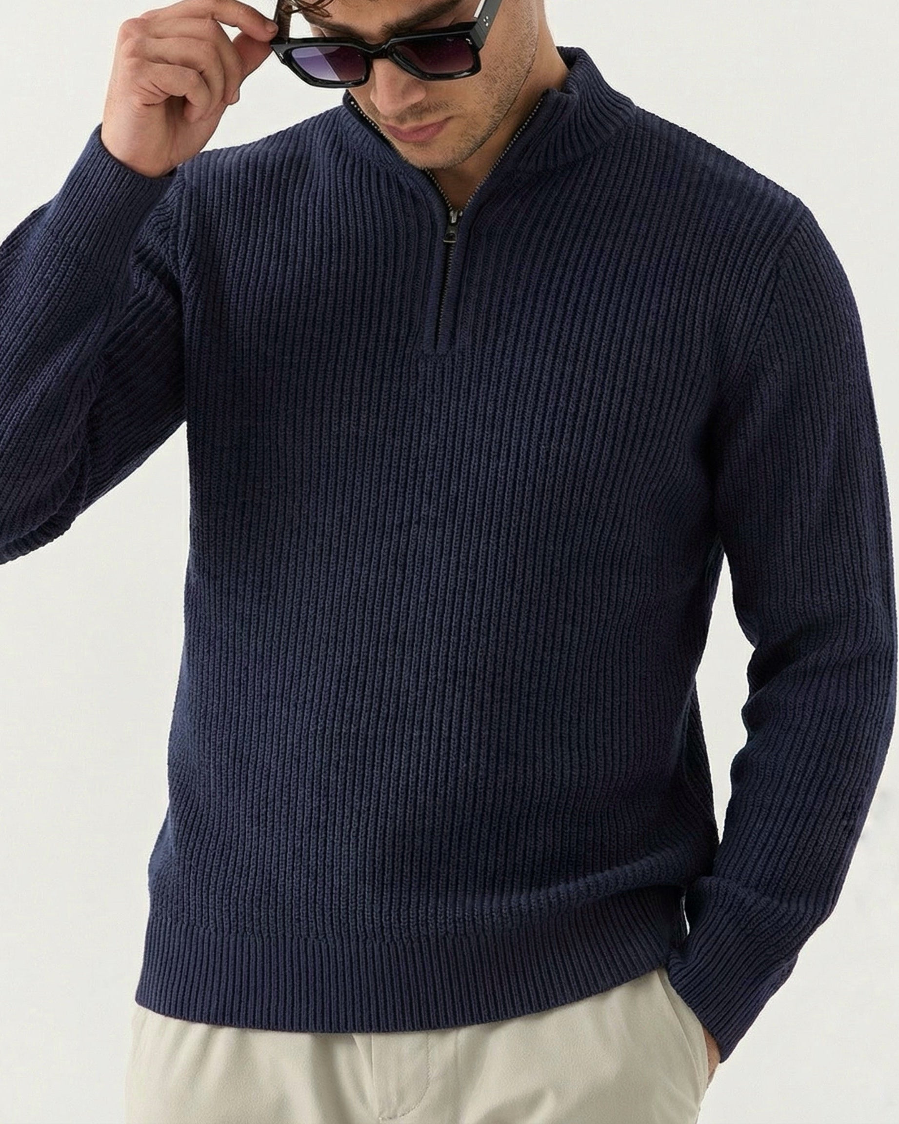 ROYAL BLUE KNITTED ZIPPER – seaVen.pk